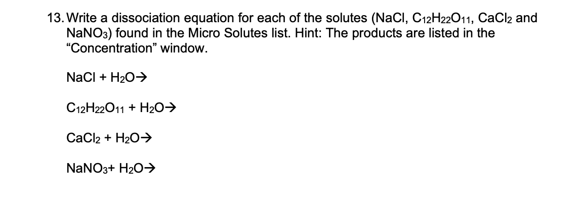 Solved 13. Write a dissociation equation for each of the | Chegg.com