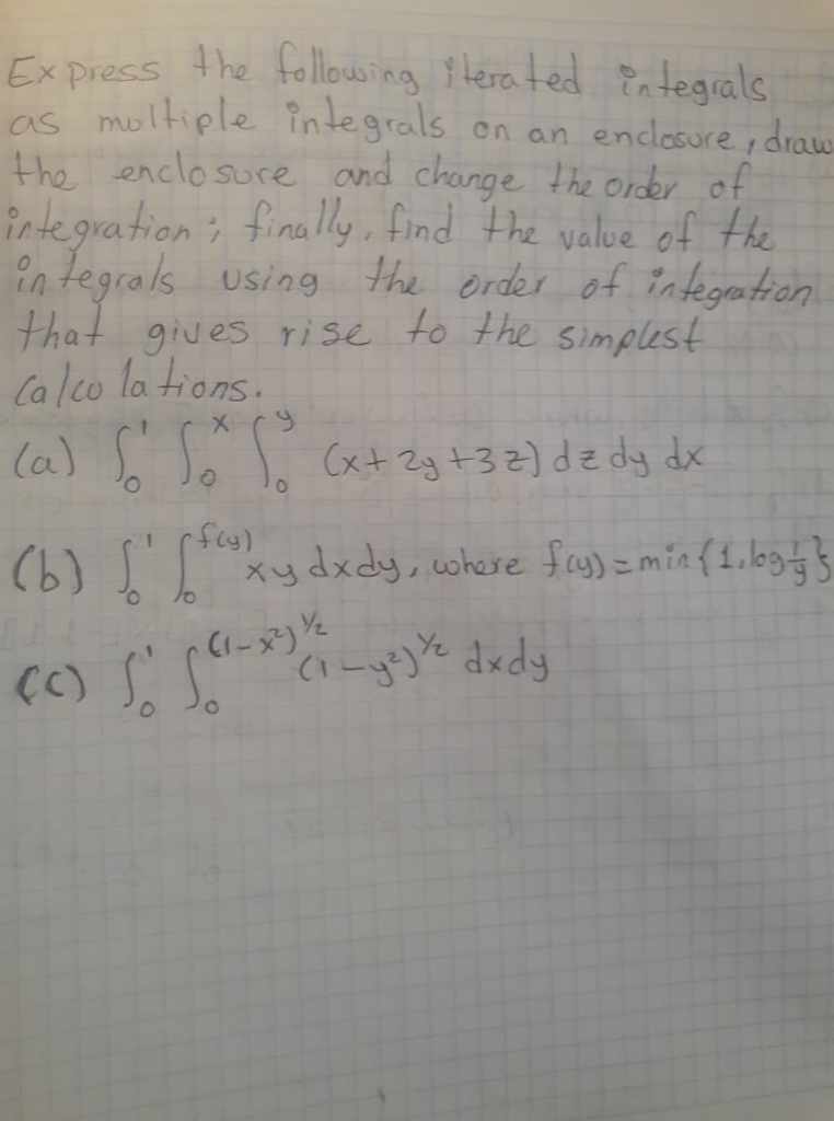 Solved Express the following iterated integrals. as multiple | Chegg.com