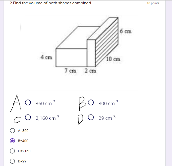 Solved 2. Find the volume of both shapes combined. 10 points | Chegg.com