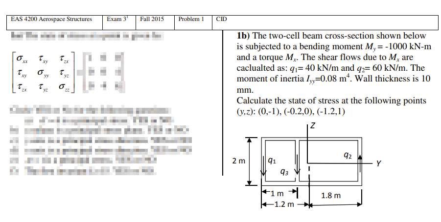 1b) The two-cell beam cross-section shown below is | Chegg.com