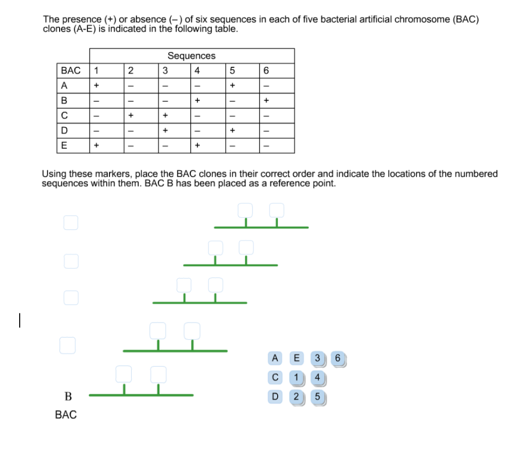 Solved The presence (+) or absence (-) of six sequences in | Chegg.com