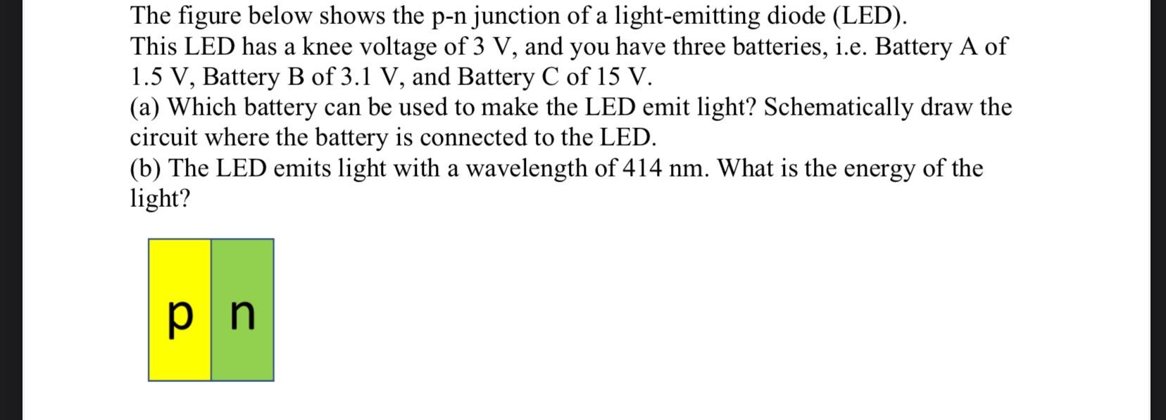 Solved a The figure below shows the p-n junction of a | Chegg.com