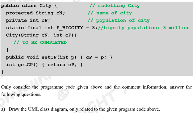 Solved = public class City { // modelling City protected | Chegg.com