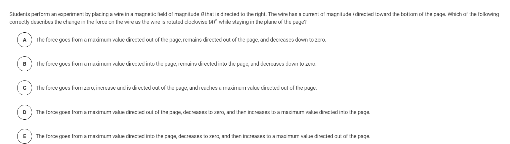 Solved Students perform an experiment by placing a wire in | Chegg.com