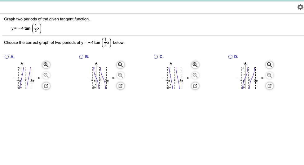 Solved Graph two periods of the given tangent function. | y- | Chegg.com
