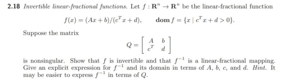 Solved 2 18 Invertible Linear Fractional Functions Let F R