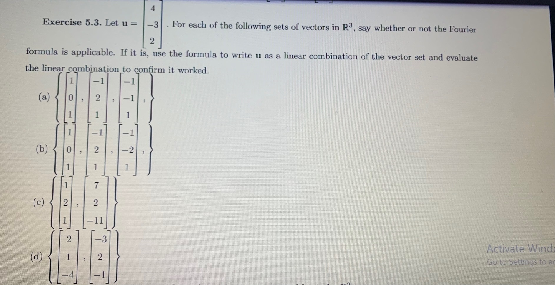 Solved Exercise 5.3. Let u=⎣⎡4−32⎦⎤. For each of the | Chegg.com