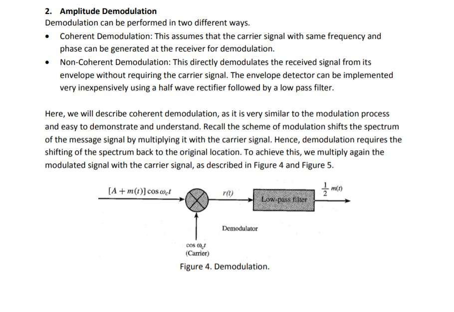 Solved 2. Amplitude Demodulation Demodulation can be | Chegg.com