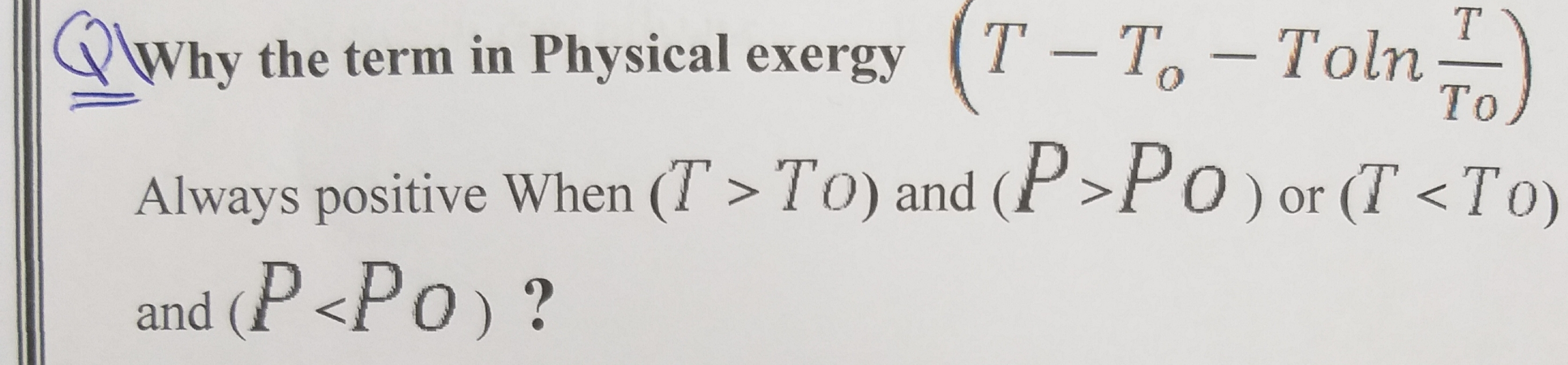 Solved Q\why the term in Physical exergy (T – T. – Toln - | Chegg.com