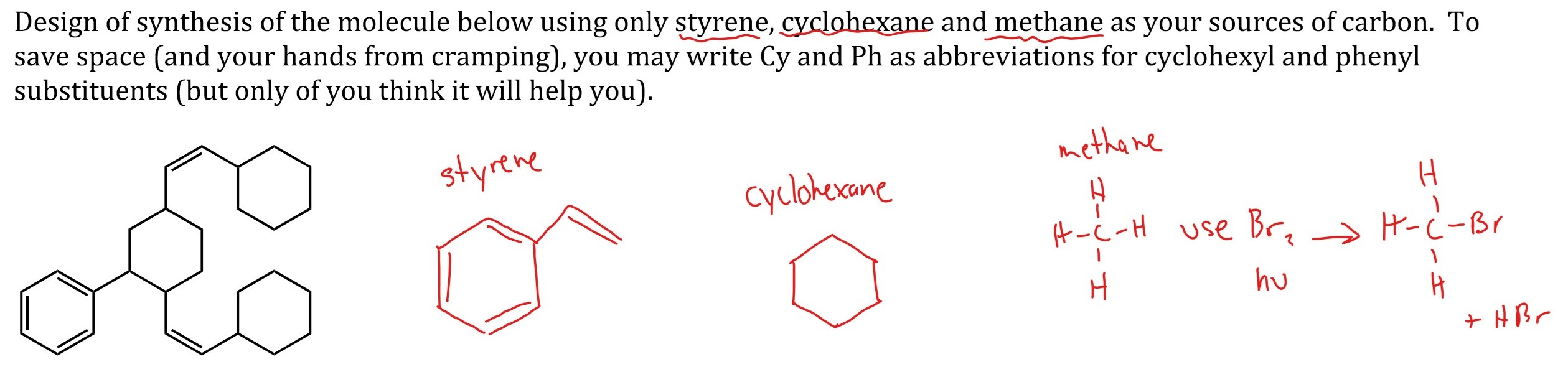 Solved Design of synthesis of the molecule below using only | Chegg.com