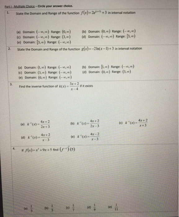 Solved Part I-Multiple Choice-Circle your answer choice. | Chegg.com