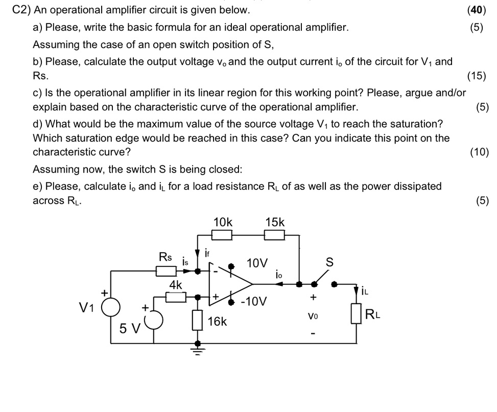 Solved C2) An operational amplifier circuit is given below. | Chegg.com