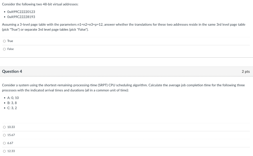 Solved Consider the following two 48-bit virtual addresses: | Chegg.com