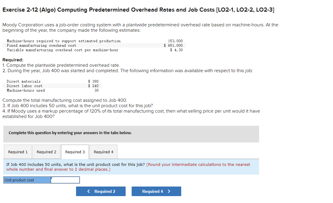 Solved Exercise 2-12 (Algo) Computing Predetermined Overhead | Chegg.com