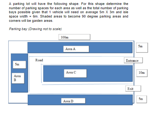 Solved A parking lot will have the following shape. For this | Chegg.com