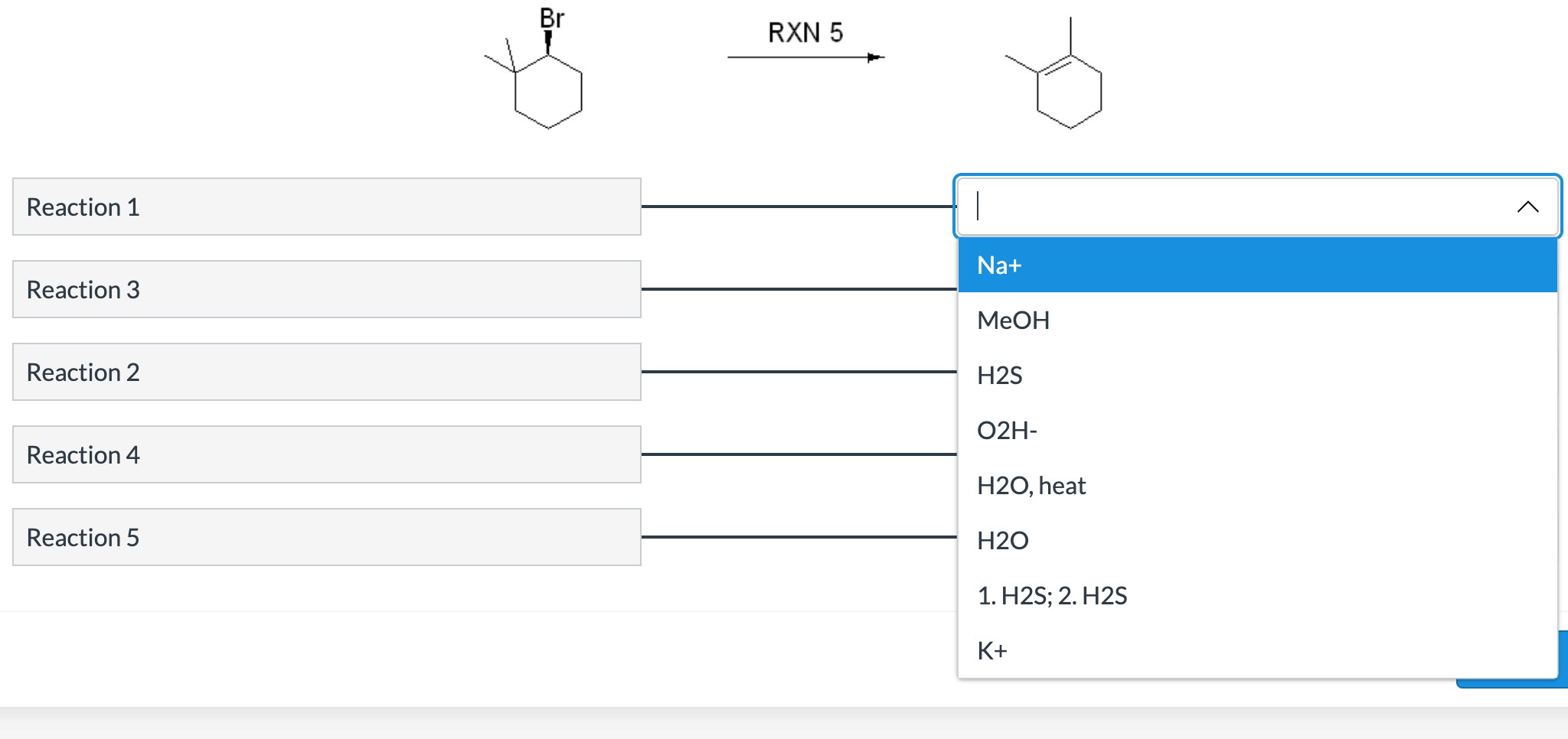 Solved Br RXN 5 Reaction 1 Na+ Reaction 3 MeOH Reaction 2 | Chegg.com