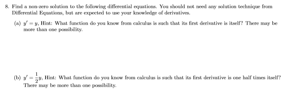 Solved 8. Find a non-zero solution to the following | Chegg.com