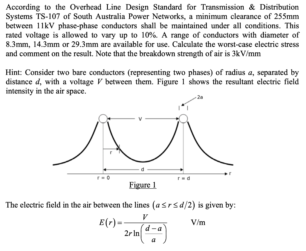 Solved According to the Overhead Line Design Standard for | Chegg.com