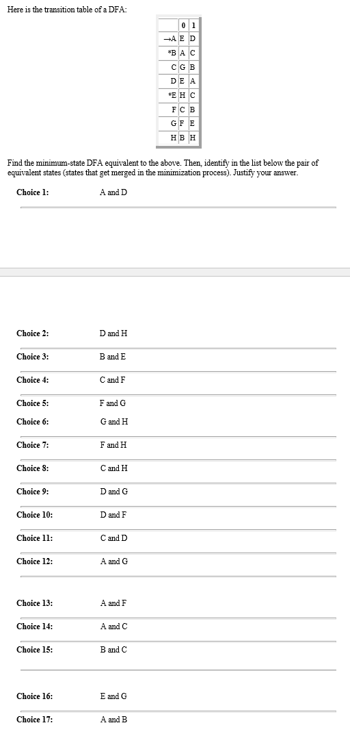 Solved Here is the transition table of a DFA: Find the | Chegg.com