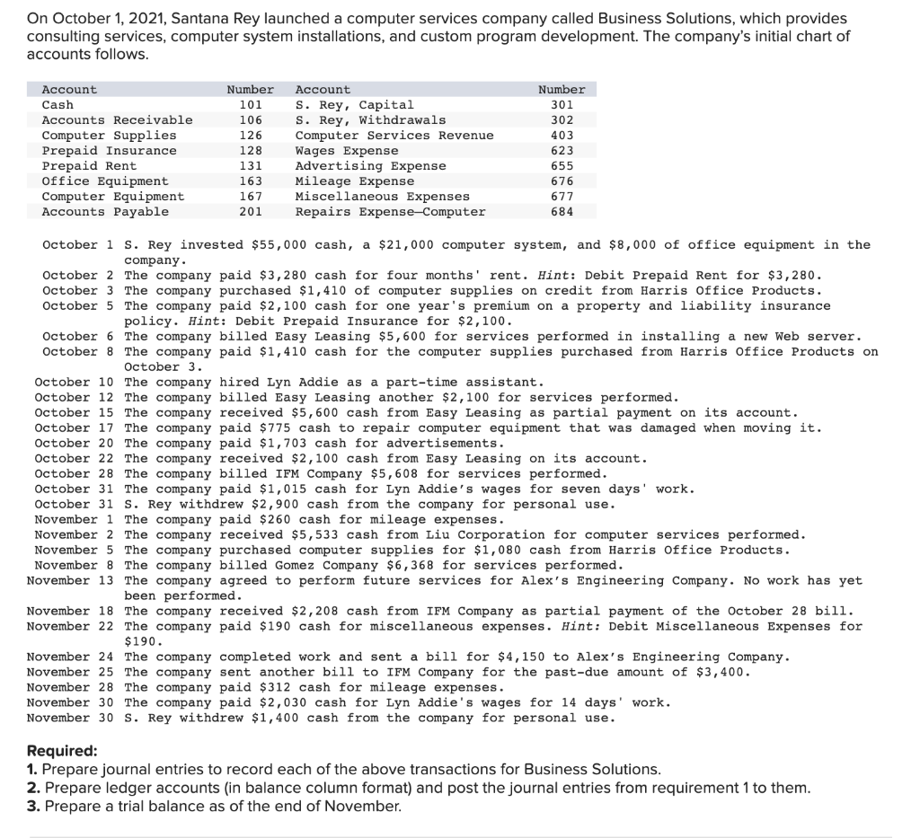 On October 1, 2021, Santana Rey launched a computer | Chegg.com