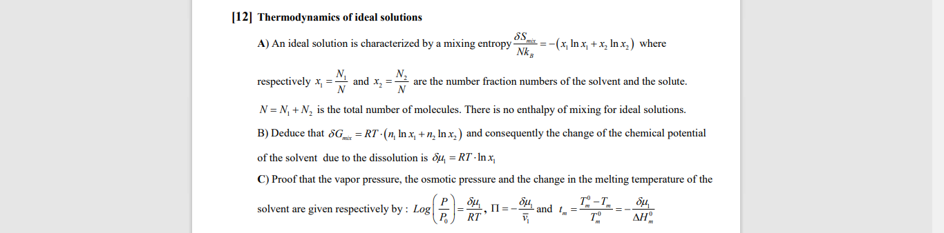 Solved [12] Thermodynamics of ideal solutions SS A) An ideal | Chegg.com