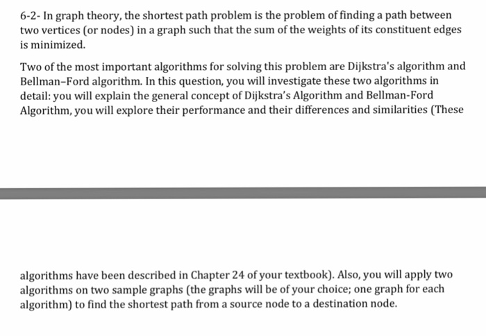 Solved: 6-2- In Graph Theory, The Shortest Path Problem Is... | Chegg.com
