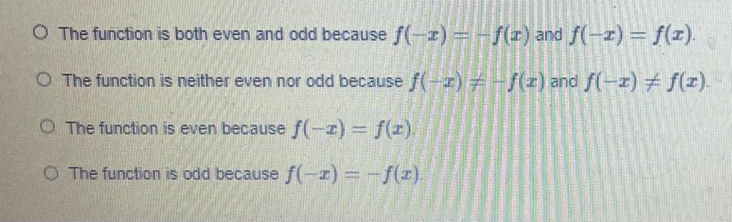 Solved Determine whether the function shown is even, odd, or | Chegg.com