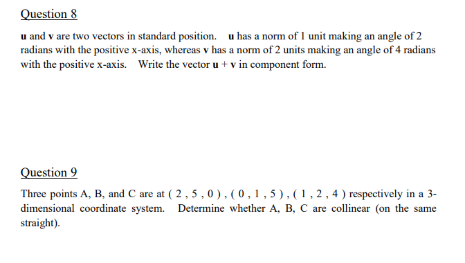 Solved (with steps) u and v are two vectors in standard | Chegg.com
