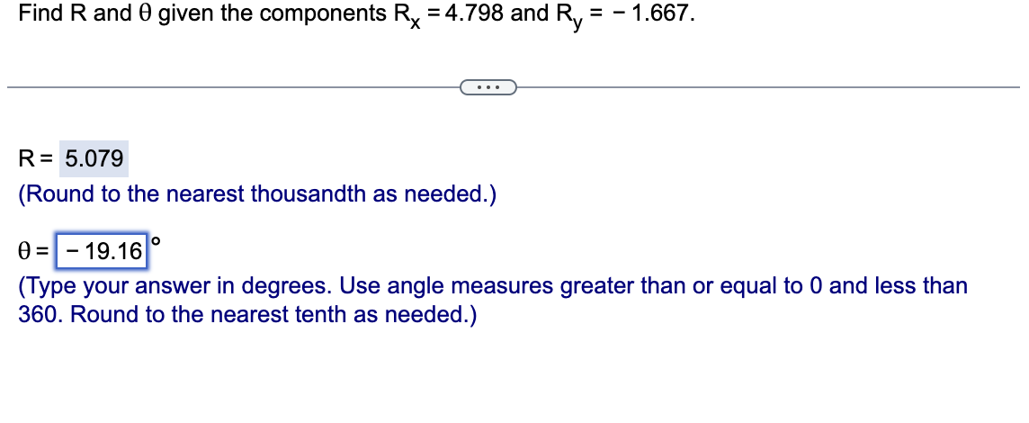 Solved Find R and θ given the components Rx=4.798 and | Chegg.com
