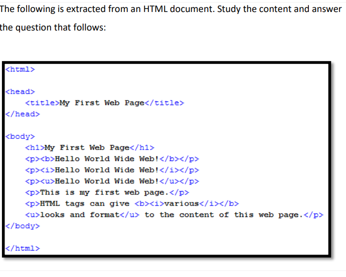 Solved hi please helpIdentify five different (“start” tags ) | Chegg.com