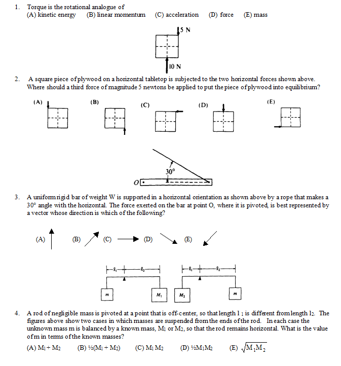 Solved 1. Torque is the rotational analogue of (A) kinetic | Chegg.com