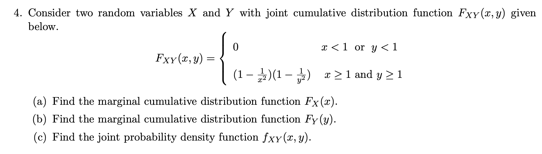 Solved 4. Consider two random variables X and Y with joint | Chegg.com