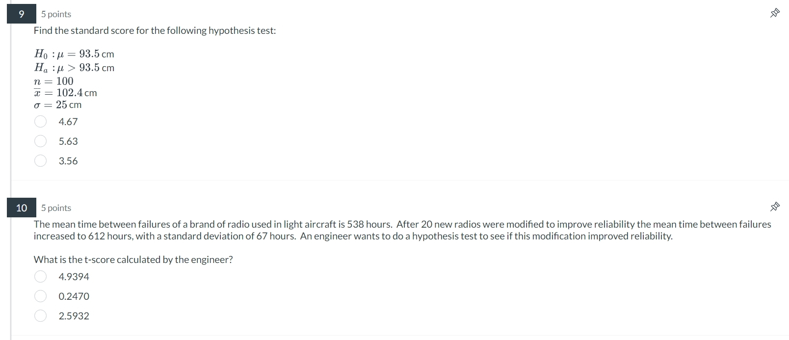 Solved Find the standard score for the following hypothesis | Chegg.com