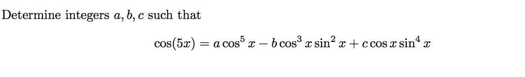 Solved SOLVE USING THE FACT THAT cos(a+b)= cosacosb-sinasinb | Chegg.com