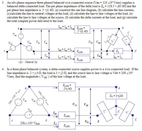 Solved 3. An abc-phase-sequence three-phased balanced | Chegg.com
