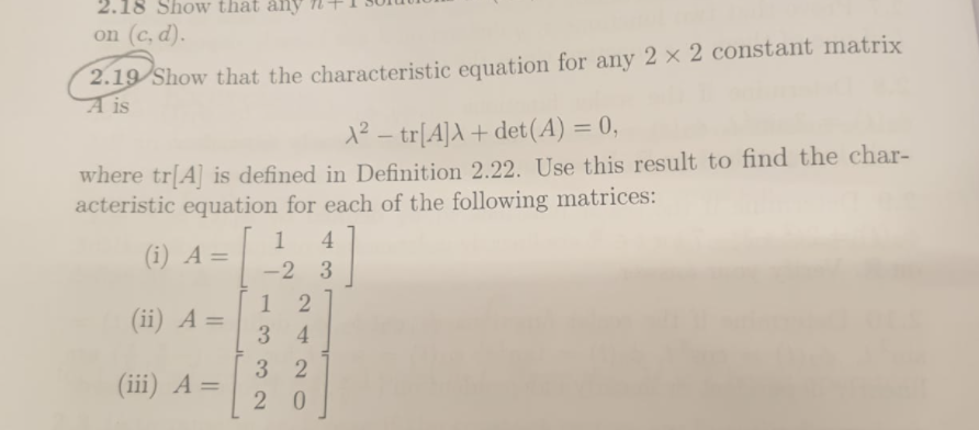 Solved 2.18 Show that any on (c,d). 2.19 Show that the | Chegg.com