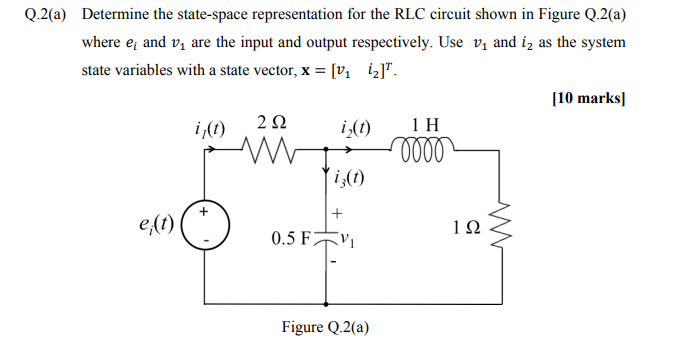 Solved Q.2(a) Determine the state-space representation for | Chegg.com
