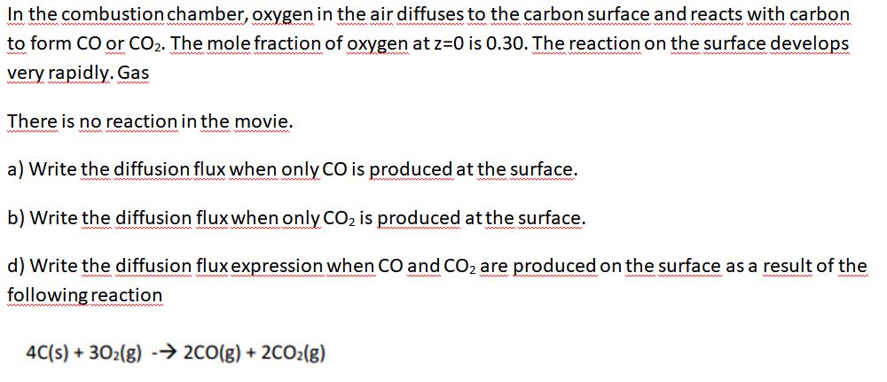 Solved In the combustion chamber, oxygen in the air diffuses | Chegg.com