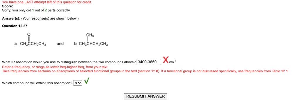 Solved You have one LAST attempt left of this question for | Chegg.com