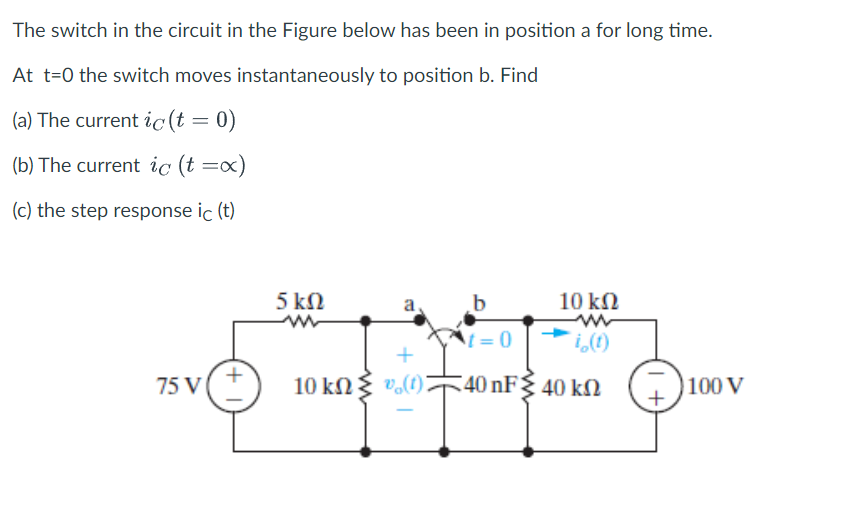Solved The switch in the circuit in the Figure below has | Chegg.com