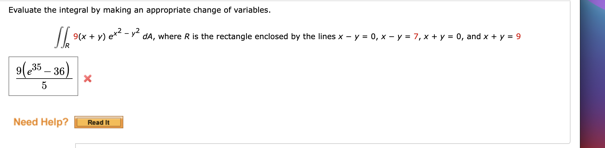 Solved Evaluate the integral by making an appropriate change | Chegg.com