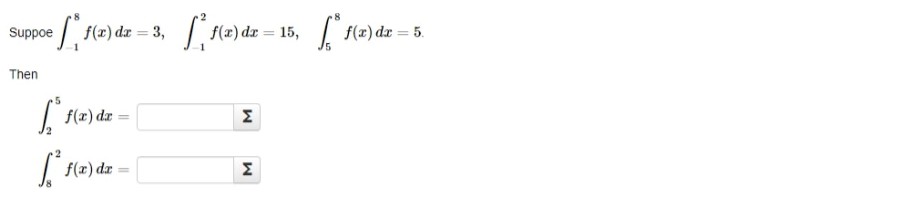 Solved Suppoe ∫−18f(x)dx=3,∫−12f(x)dx=15,∫58f(x)dx=5. Then | Chegg.com