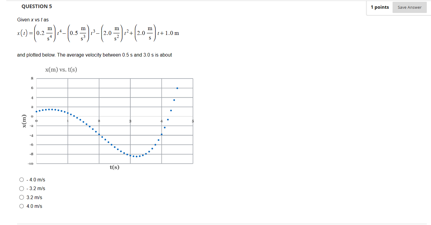 Solved QUESTION 3 Given x vs t as | Chegg.com