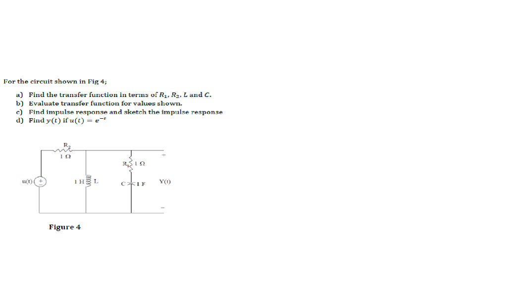 Solved For the circuit shown in Fig 4; a) Find the transfer | Chegg.com