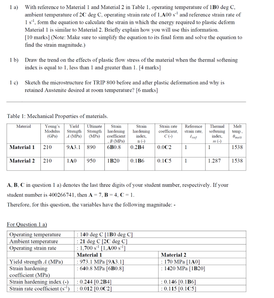 1 a) With reference to Material 1 and Material 2 in | Chegg.com