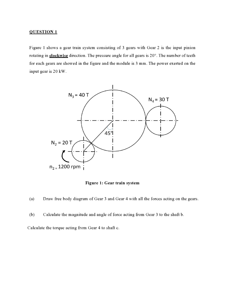 Solved QUESTION 1 Figure 1 shows a gear train system | Chegg.com