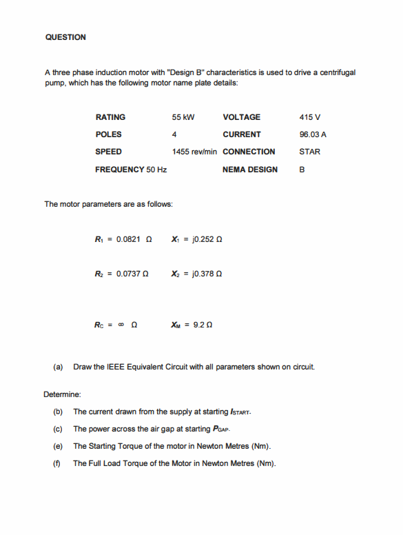 Solved A three phase induction motor with "Design B" | Chegg.com