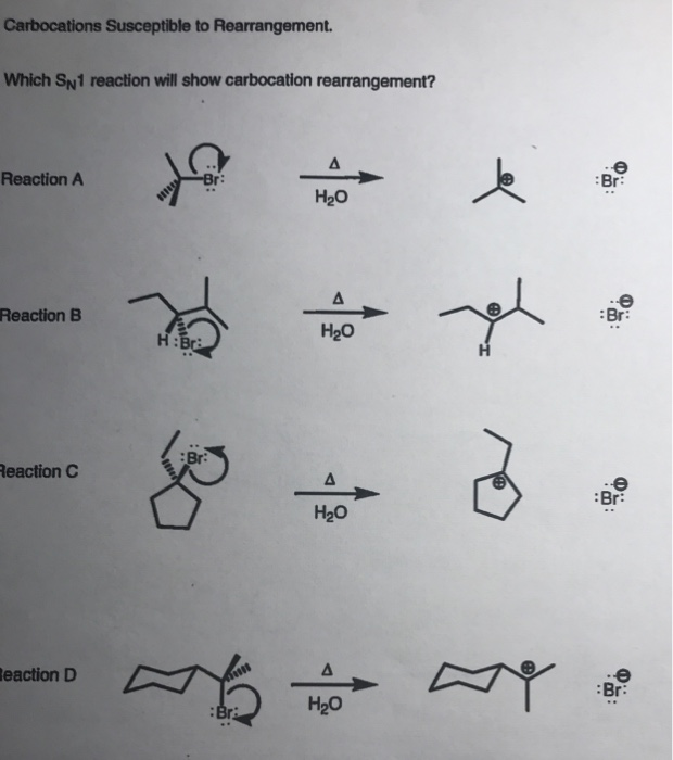 Solved Carbocations Susceptible to Rearrangement Which SN1 | Chegg.com