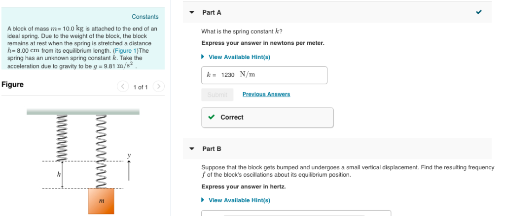 Solved Part A Constants A block of mass m= 10.0 kg is | Chegg.com Solved Part A Constants A block of mass m= 10.0 kg is | Chegg.com