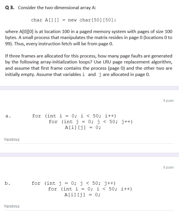 Solved Q3. Consider the two-dimensional array A: char A[] [] | Chegg.com